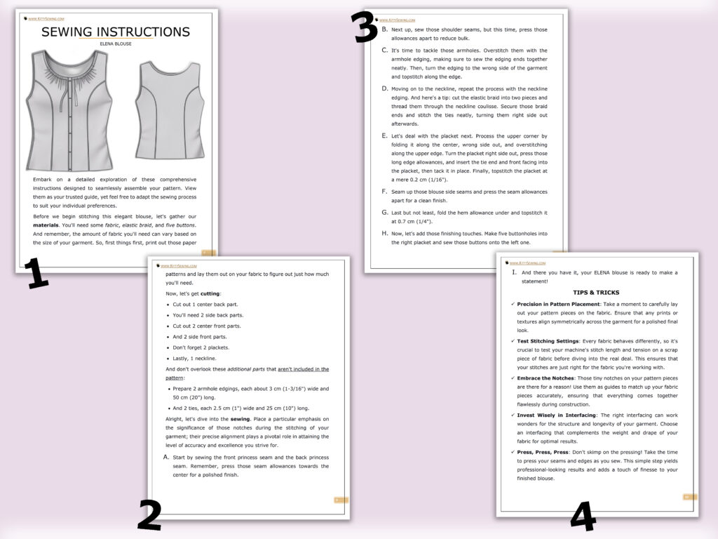 ELENA – Button Front Blouse Pattern – KittyPatterns