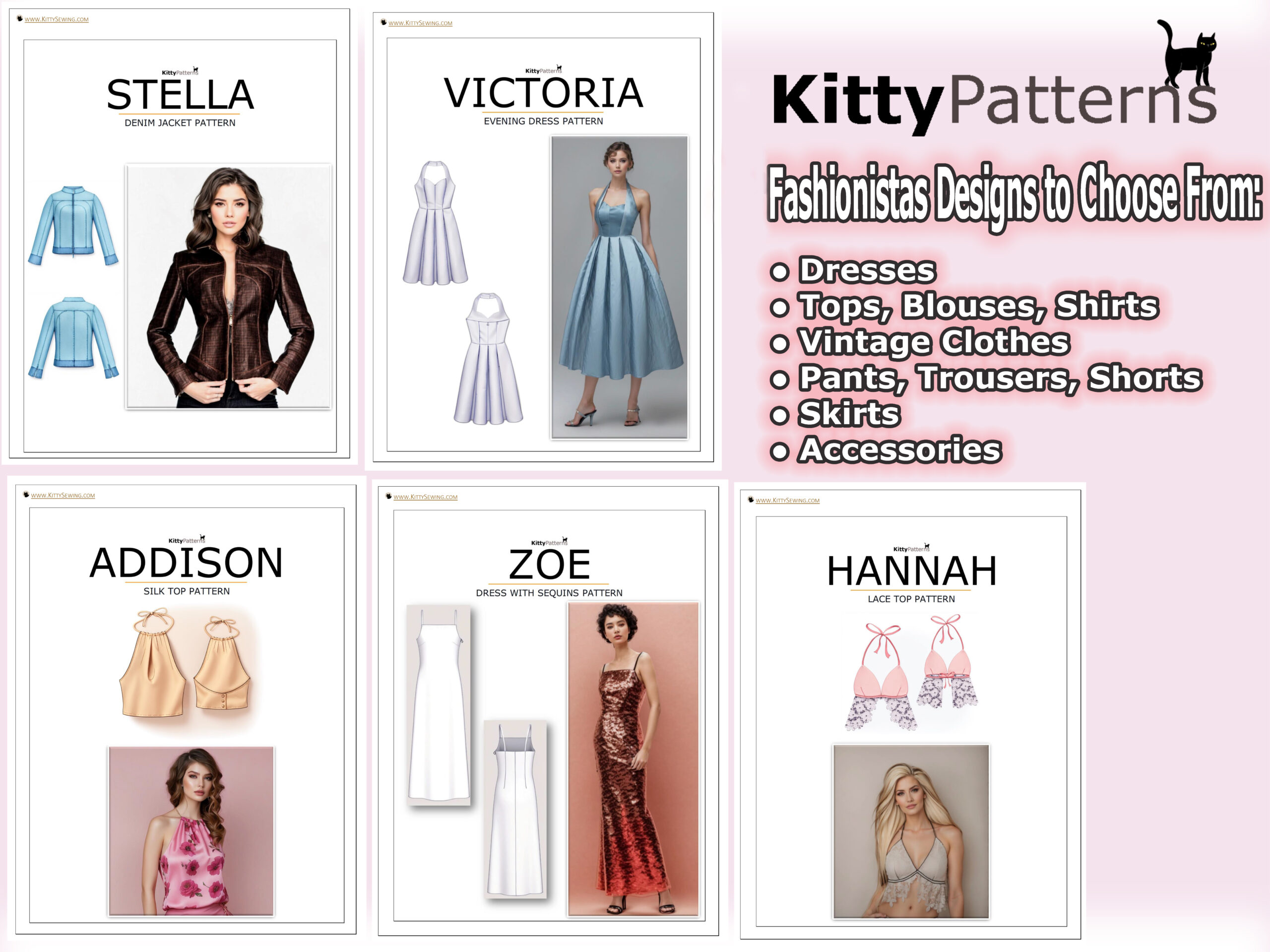 PDF Pattern Bundle – 42 Styles – KittyPatterns