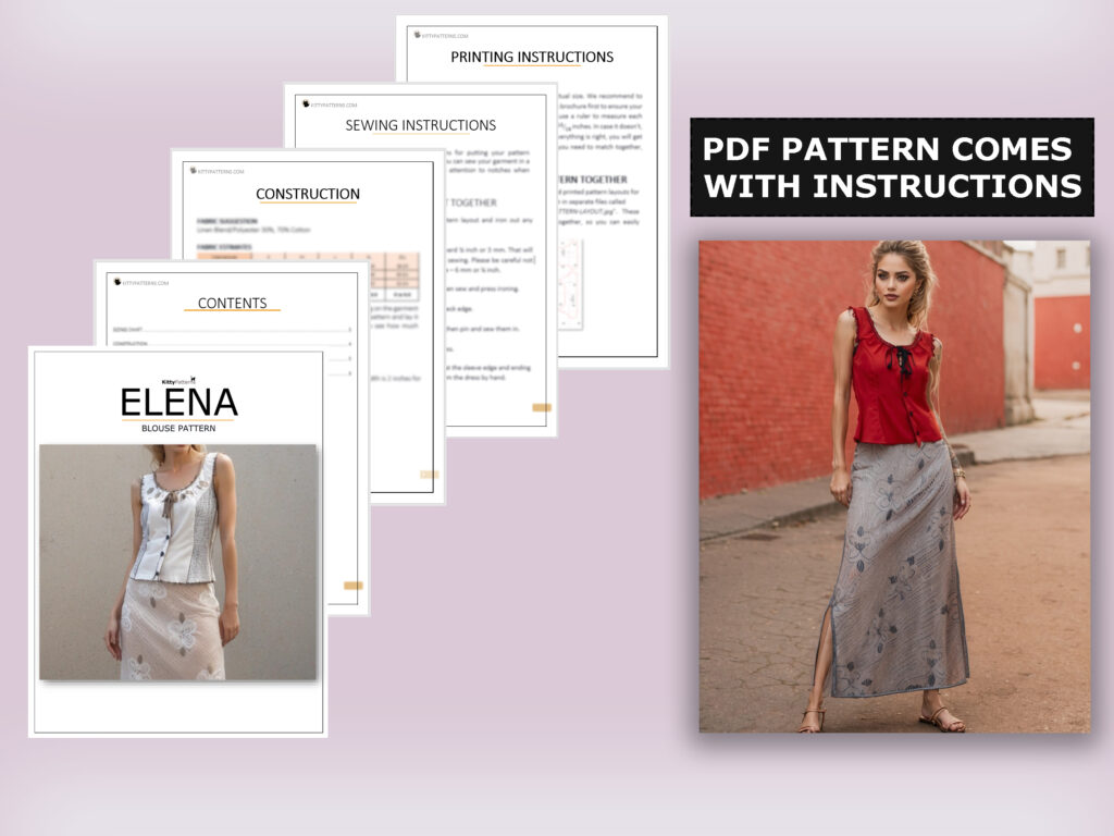 ELENA – Button Front Blouse Pattern – KittyPatterns
