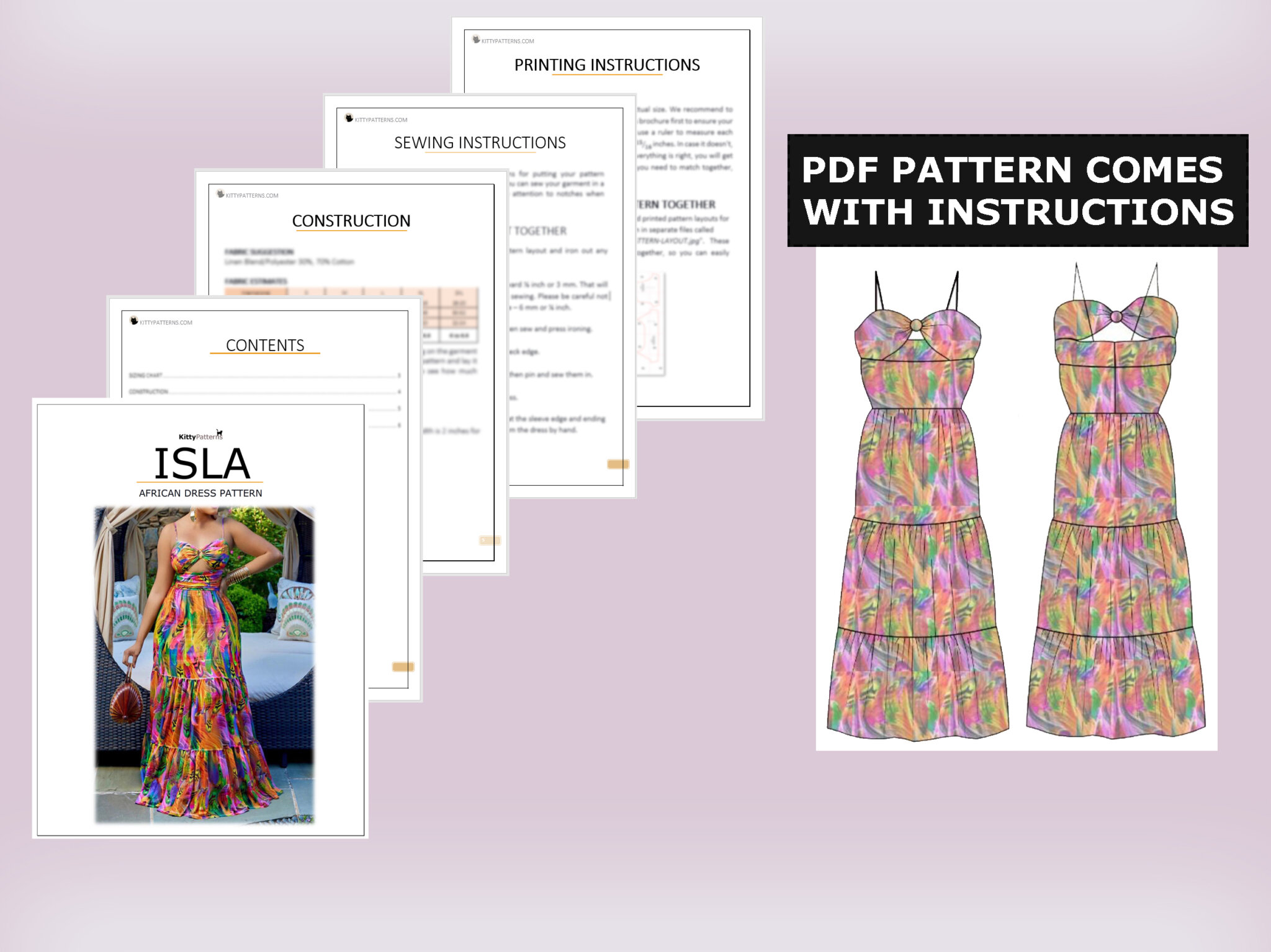 ISLA – African Dress Pattern – KittyPatterns