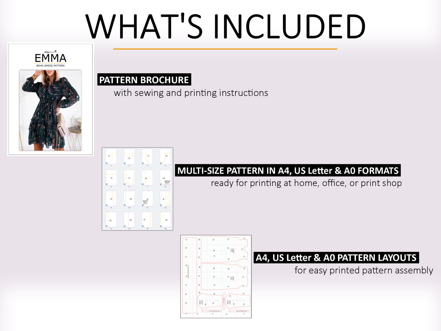 EMMA – Boho Dress Sewing Pattern – KittyPatterns