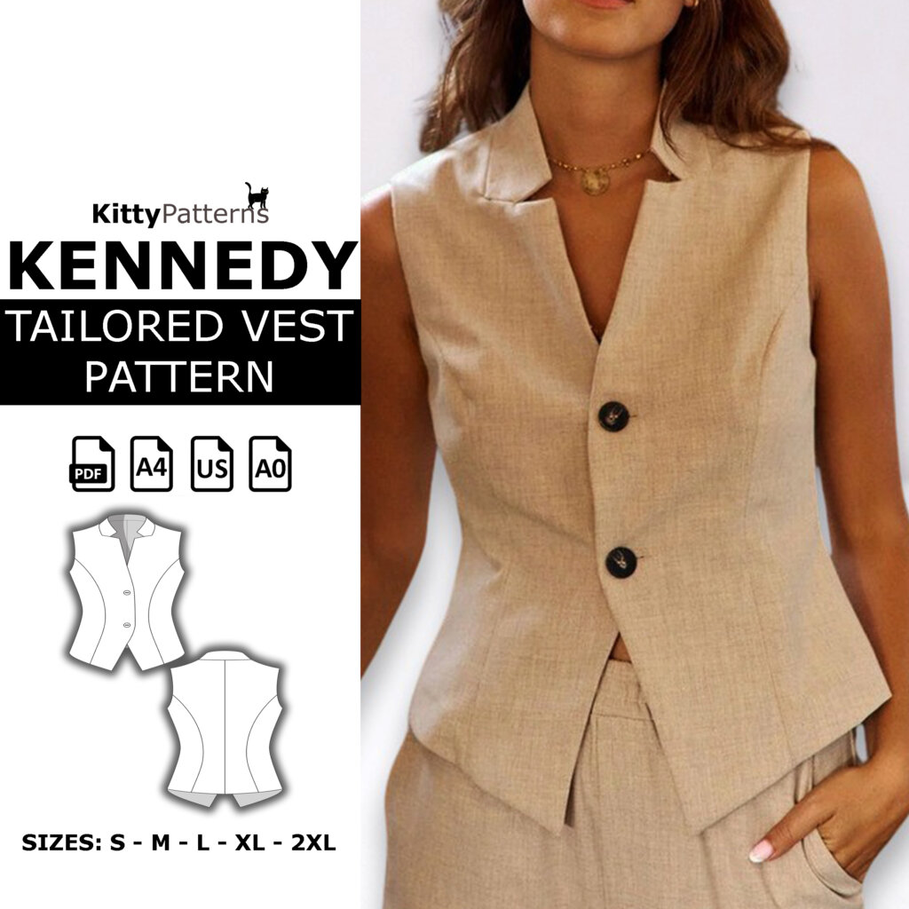 KENNEDY – Tailored Vest Pattern – KittyPatterns