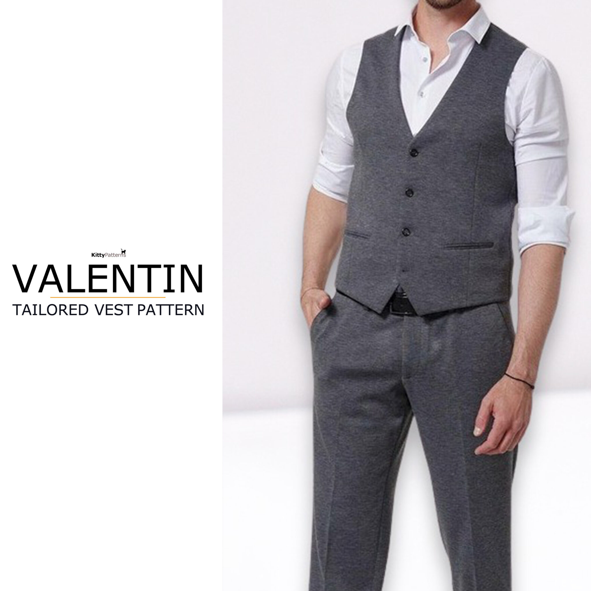 VALENTIN – Men Tailored Vest Sewing Pattern – KittyPatterns
