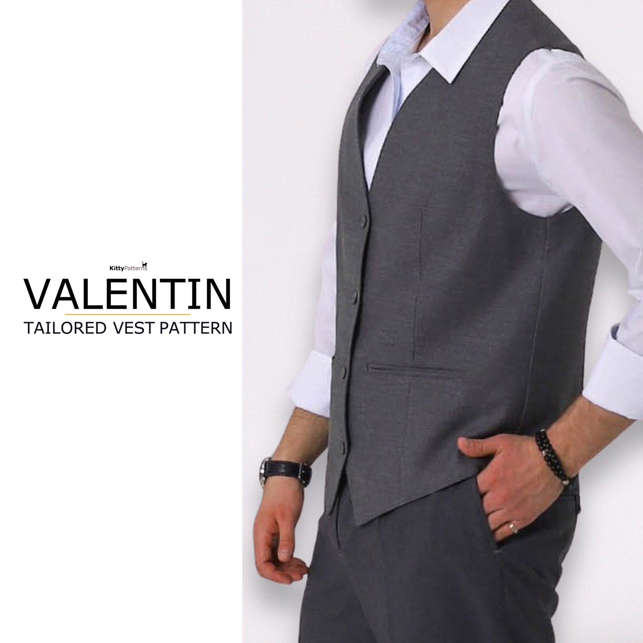 VALENTIN – Men Tailored Vest Sewing Pattern – KittyPatterns